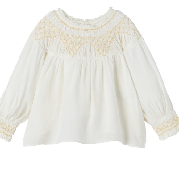 Zara | Shirts & Tops | Zara Kida Girl White Smocked Blouse Top 45 4t 5t ...